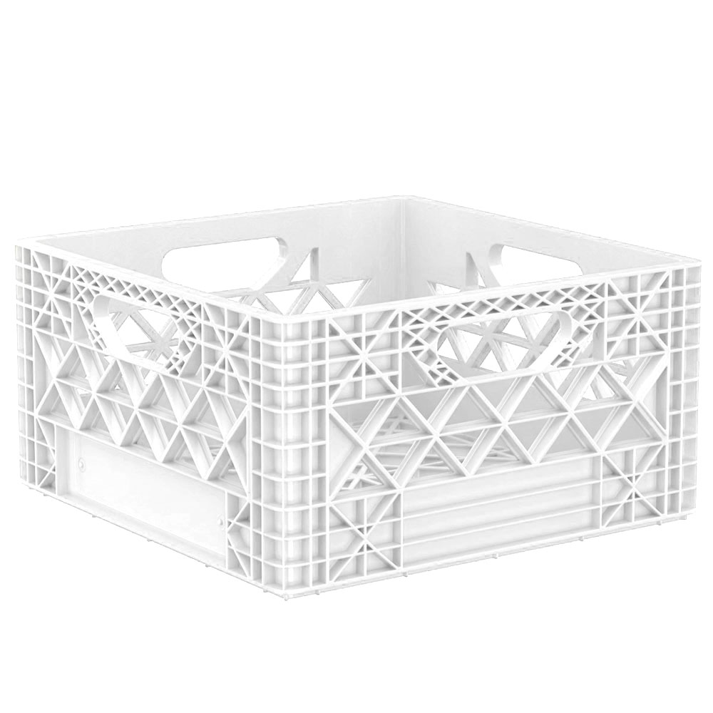 Mini Super Milk Crate, 14.5"x 14.5"x 7.5", White (8/Cs)